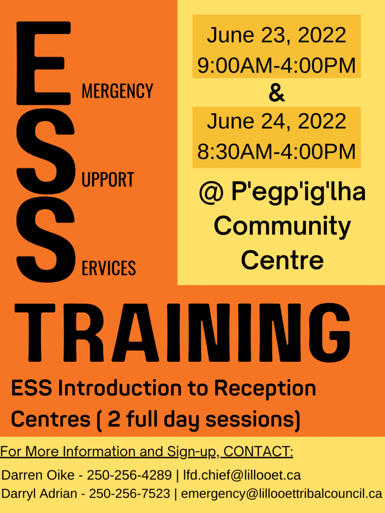 ESS Training – DAY 1 – Introduction to Reception Centres - Lillooet ...
