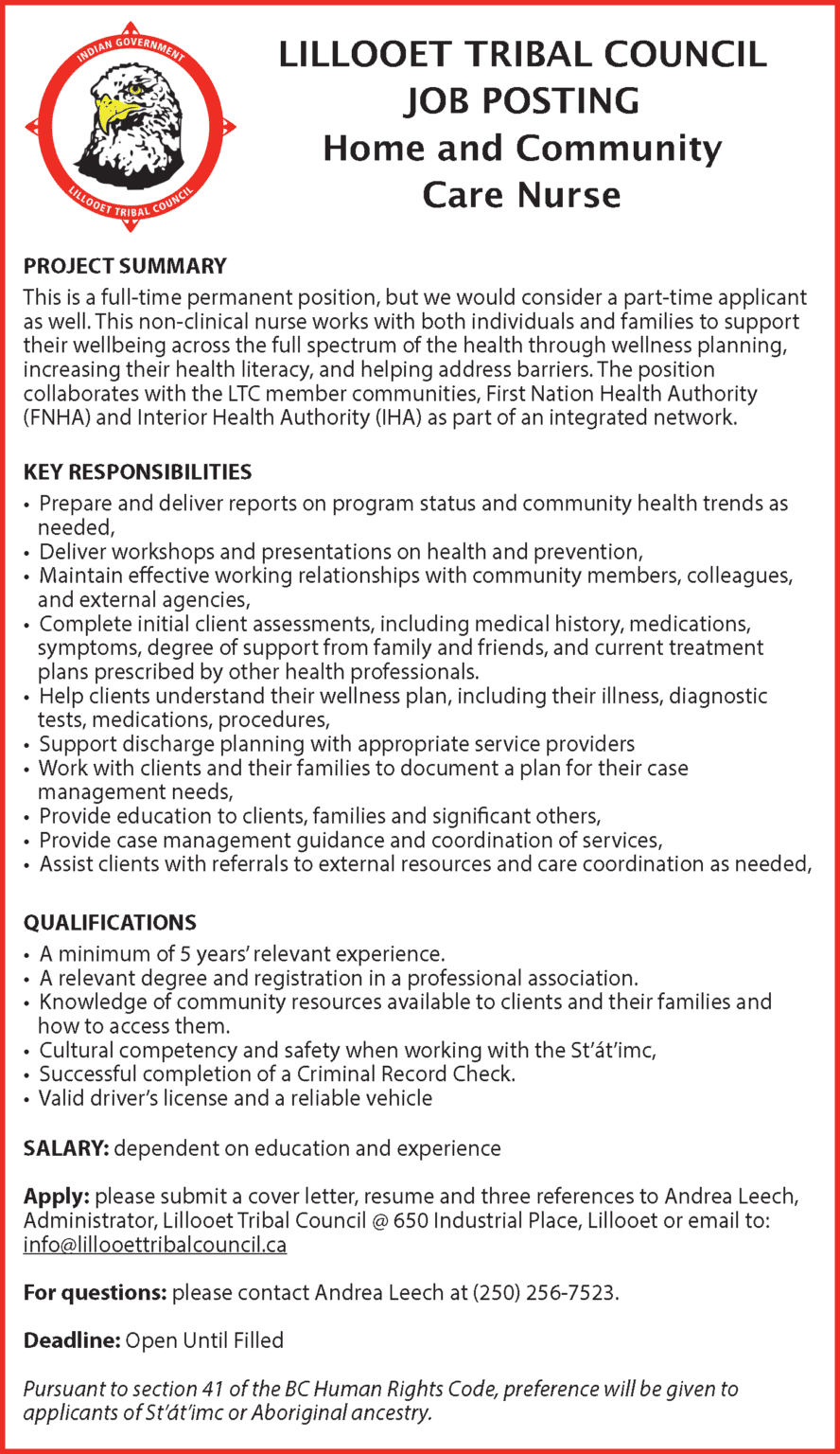 LTC Employment Opportunities – Lillooet Tribal Council
